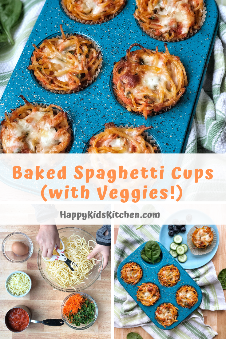 Baked Spaghetti Cups (with Veggies!) - Happy Kids Kitchen by Heather ...