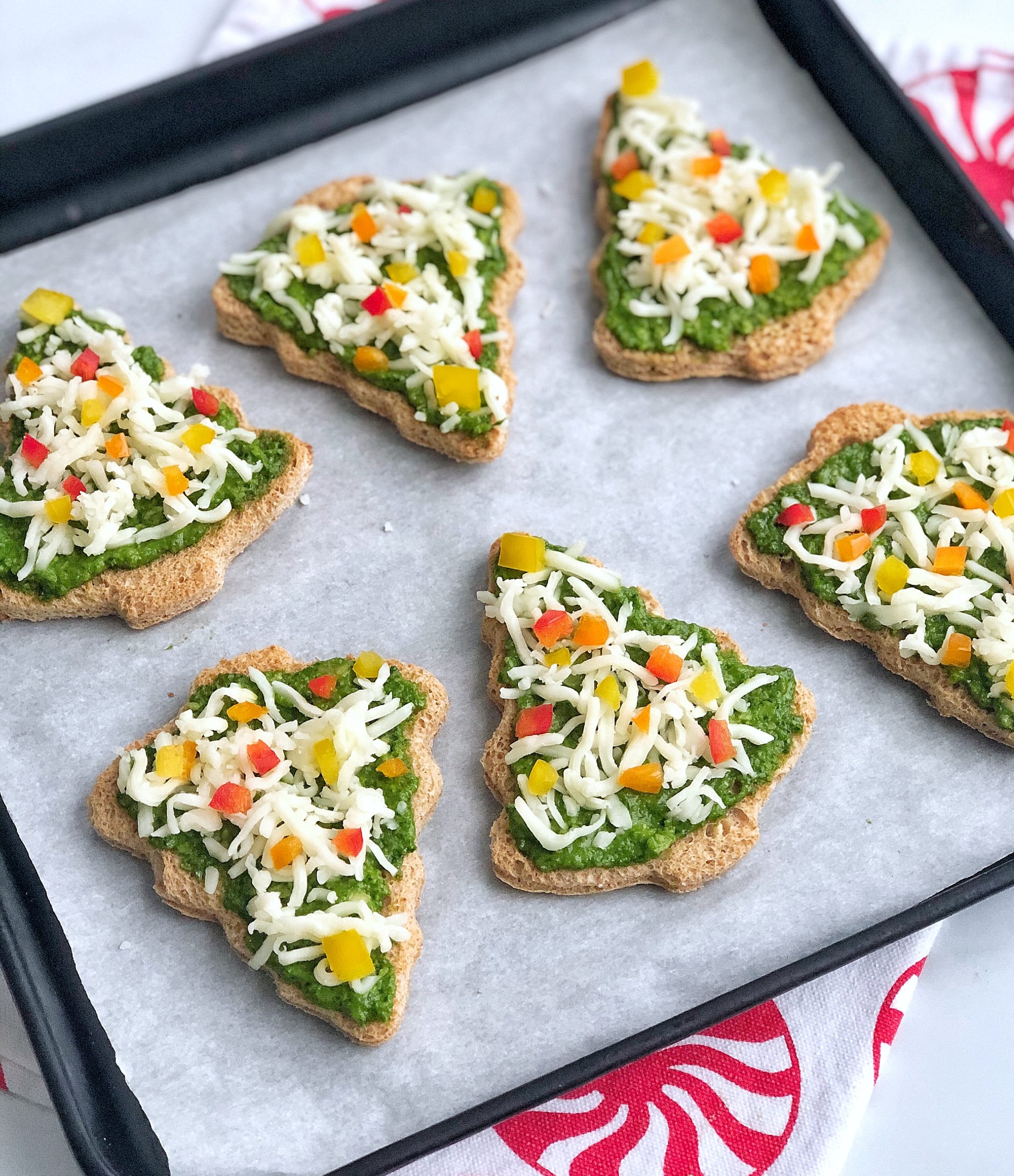 Spinach Pesto Pizza Toasts - Happy Kids Kitchen by Heather Wish Staller