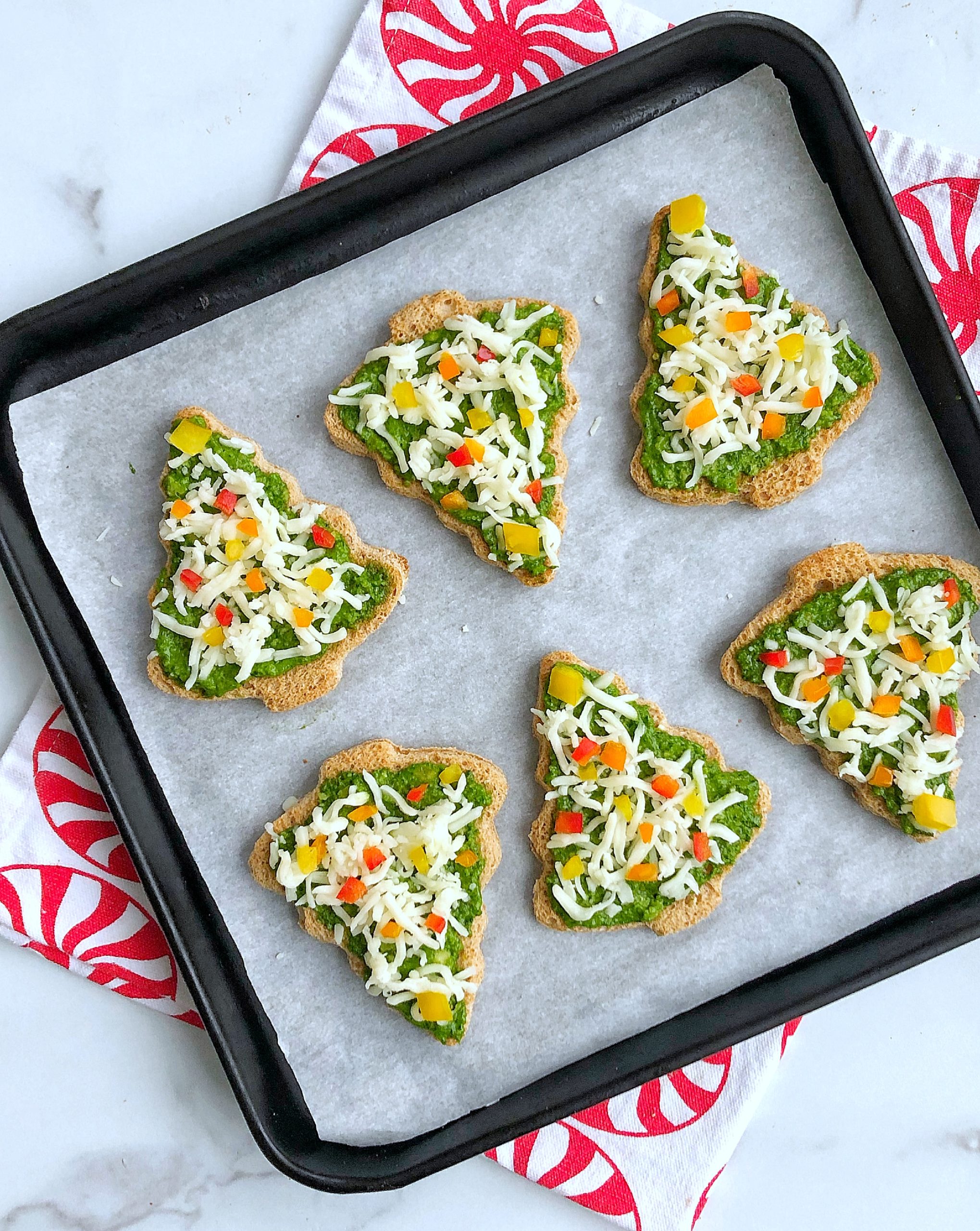 Spinach Pesto Pizza Toasts - Happy Kids Kitchen by Heather Wish Staller